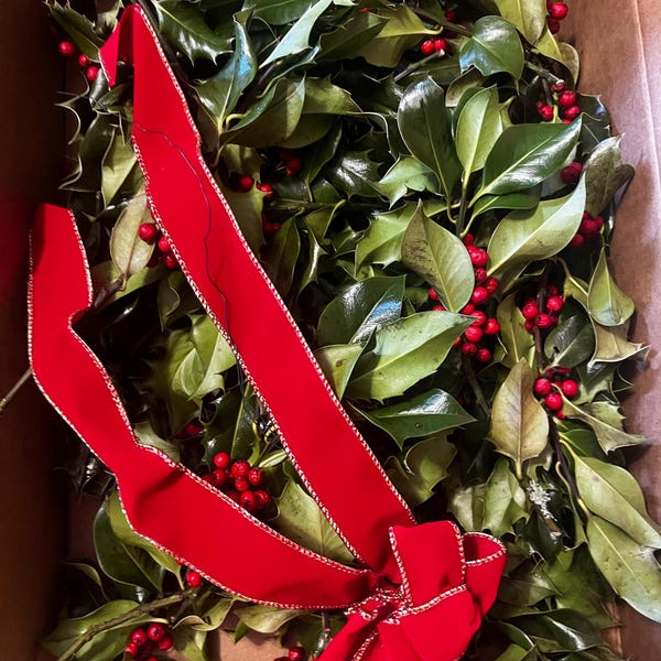 Fresh Evergreen & Holly Swag - Etsy