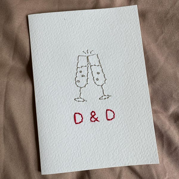 Hand Embroidered Wedding Card - Personalised - Etsy