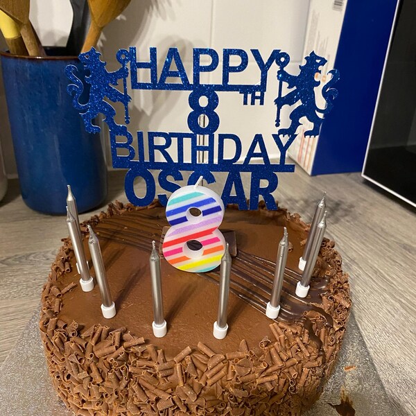 Chelsea Themed Cake Topper Personalised With Name and Age - Etsy UK