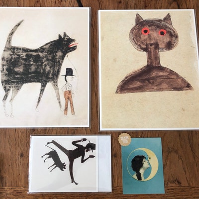 Bill Traylor Americana Art Cat With Red Eyes Animal Folk Art Outsider ...