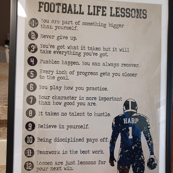 Football Life Lessons Art Print Qty 1 Sports Bedroom Inspirational ...