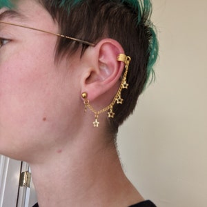 Stars Ear Cuff Shooting Star Dangle Cuff Earrings Silver | Etsy