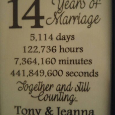 14th Wedding Anniversary Cotton Print 14th Wedding Gift 14 Years ...