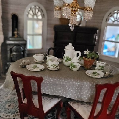 Miniature Shamrock Tea Set, Mini Tea Cups, St. Patrick's Miniatures ...