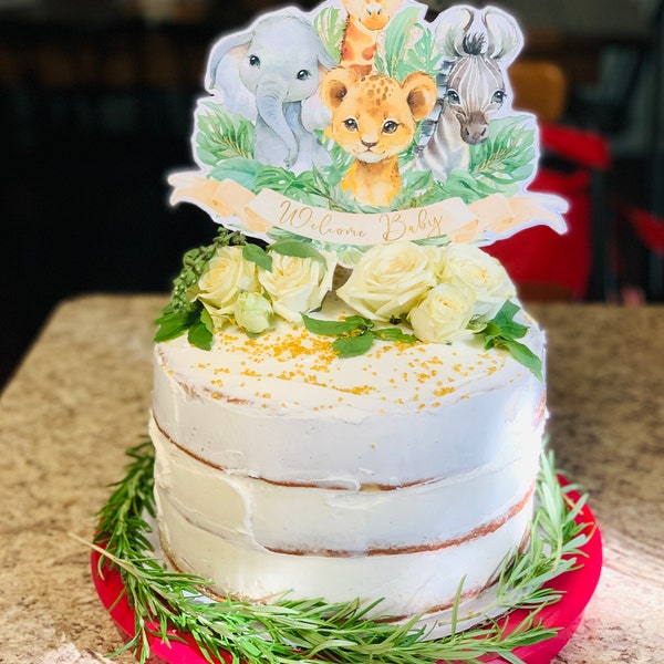 Safari Baby Shower Cake Topper, Safari Animals Centerpiece, Jungle Baby ...
