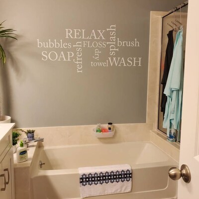 Bathroom Wall Decor Words Bathroom Decals Bathroom Wall - Etsy