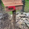The Stone Bridge Cedar Mailbox | Cedar Log Cabin Mailbox | Metal Box ...