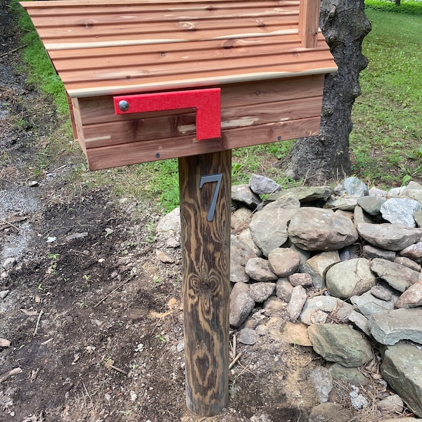 The Stone Bridge Cedar Mailbox | Cedar Log Cabin Mailbox | Metal Box ...