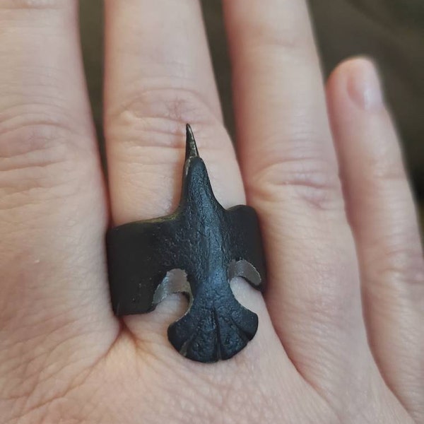 Raven Forged Ring Iron Muninn Viking Ring Odin's Nordic Ring - Etsy