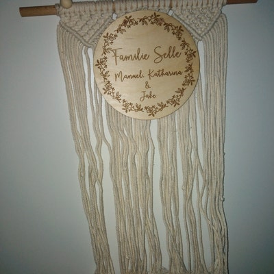 Macrame Wall Hanging Wood Sign Wedding Gift Personalized - Etsy