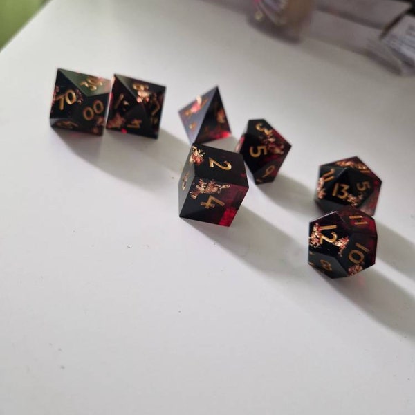 The Gods Are Athirst - Red and Black Handmade Resin Sharp Edge Dnd Dice ...