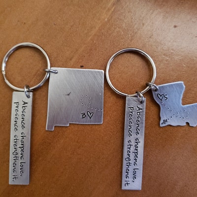 Long Distance Keychain Anniversary Gift for Boyfriend Coordinate ...