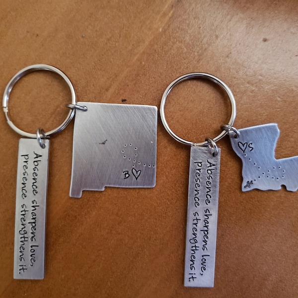 Long Distance Keychain Anniversary Gift for Boyfriend Coordinate ...