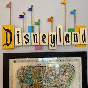 Vintage Disneyland Entrance Sign With Flags - Etsy