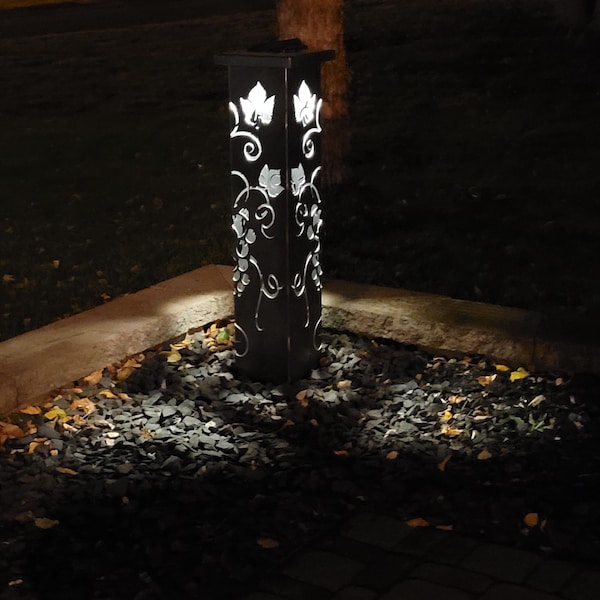 Custom Sized Garden Column W/solar Lighted Top -garden Pillar - Grape ...