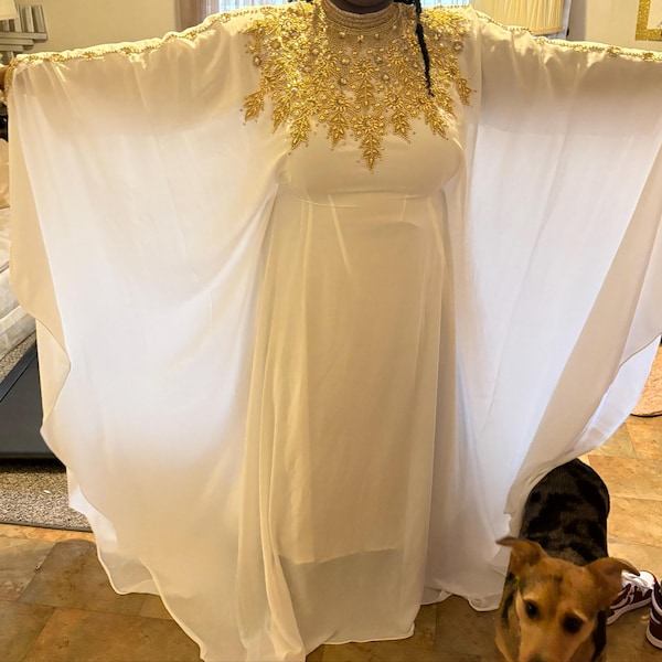 Sale !! Dubai Moroccan Kaftan Fish Cut Arabic Abaya Maxi Hand Beaded ...