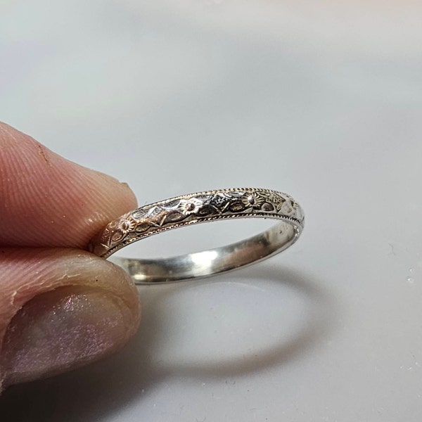 Sterling Silver Ring Diamond Floral Stacking Ring Custom Silver Wedding ...