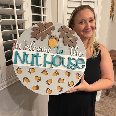Welcome to Nut House, Digital Download, Round Door Hanger Svg, Fall ...