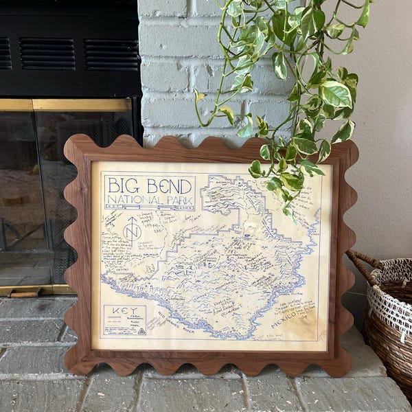 Handcrafted Scalloped Walnut Frame - Rustic Home Décor, Custom Sizes ...
