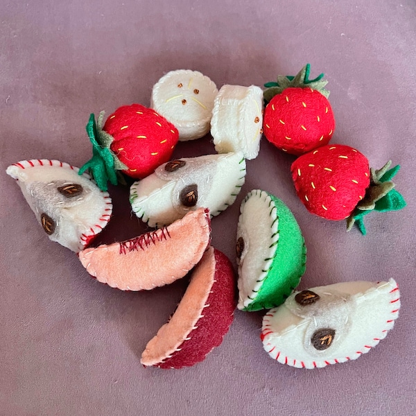 Felt Fruit Set for Kids, Pretend Play Fruit, Play Kitchen, Play Grocery ...