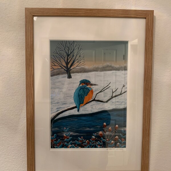 Morning Stroll ,robin , Dog, Winter Art, Cottage, Landscape,home Decor ...