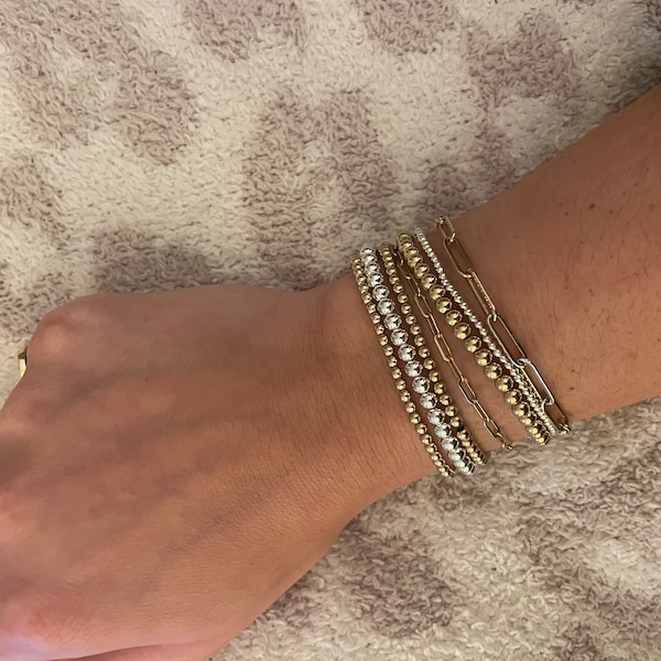 Beaded Bracelet Set • Beaded Ball Bracelet • Beaded Stacking Bracelets ...