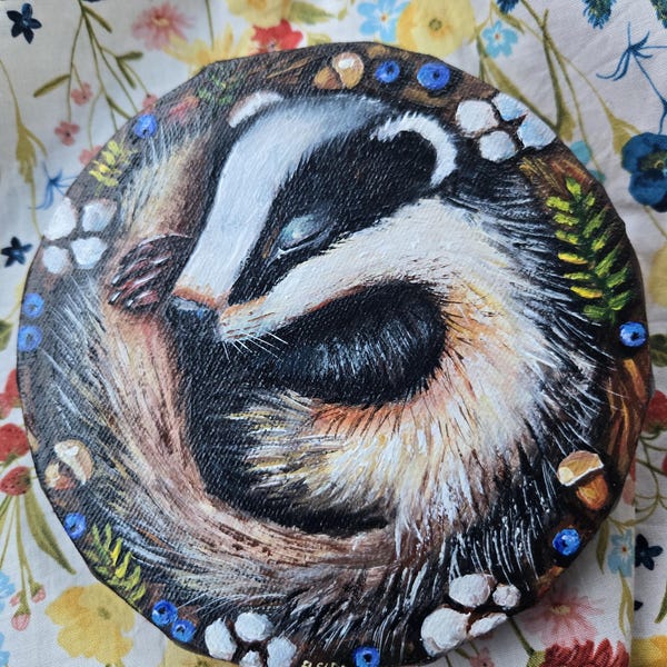 Original Canvas Painting Mouse Reading Book, Rat Mini Painting ...