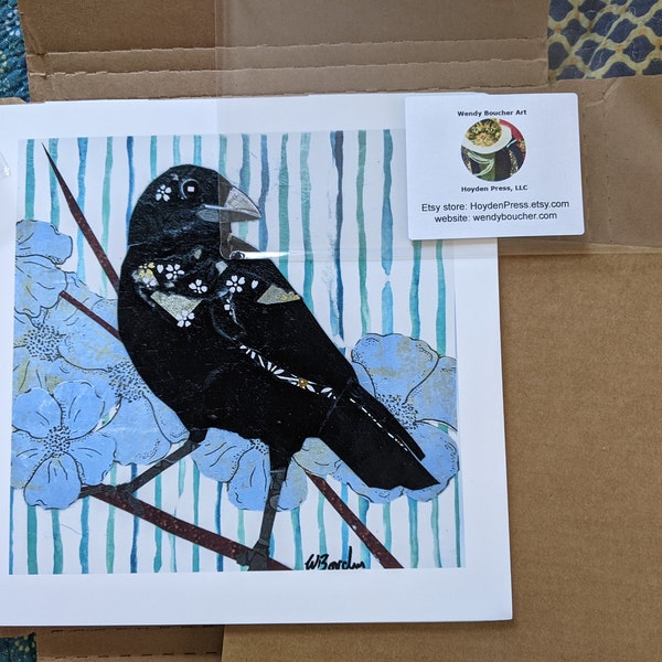 Paper Collage Art, Robin by Wendy Boucher, 6x6, Ready to Hang or Sit on ...