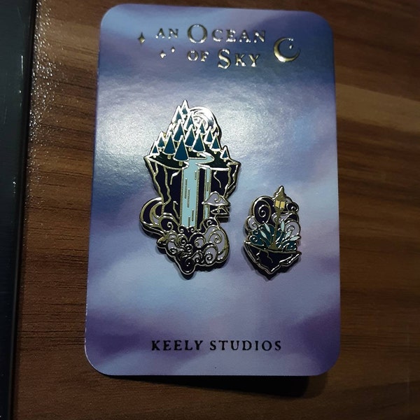Gold Ocean of Sky Floating Islands Hard Enamel Mini Pin Set - Night ...