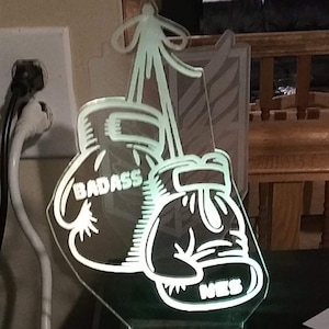 Boxing Gloves Night Light, Personalized Free, LED Night Lamp, With ...