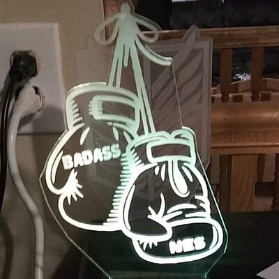 Boxing Gloves Night Light, Personalized Free, LED Night Lamp, With ...