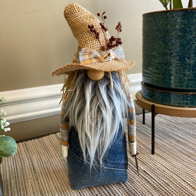 Pumpkin Farmer Gnome Scarecrow Gnome Handmade Gnome Hay Yall Fall Gnome ...