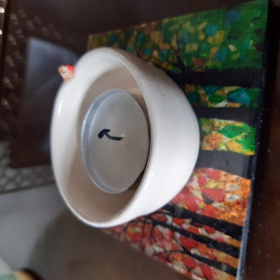 House Bud Vase With a Robin or Blue Tit Bird & Musical Notes Small Hand ...