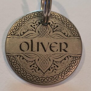 Personalized Pet Tag Elven Scrollwork With Celtic Border Custom Dog Cat ...