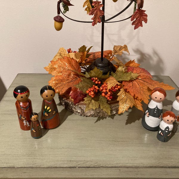 6 Piece Thanksgiving Pilgrim and Native American Doll Set - Etsy