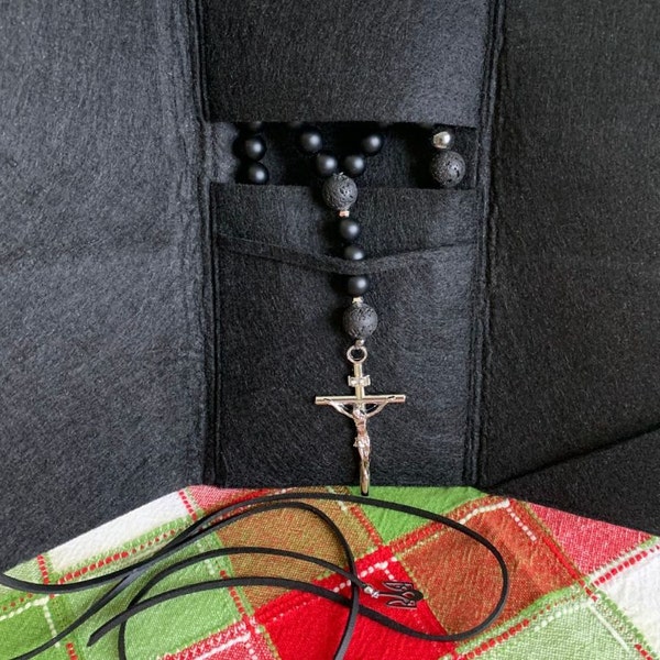 Men's Genuine Shungite Rosary, Catholic Rosaries, Prayer Necklace, Dad ...