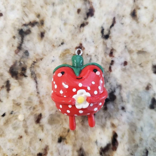 Kawaii Frog Polymer Clay Charm || Fairycore Keychain || Stitch Marker ...