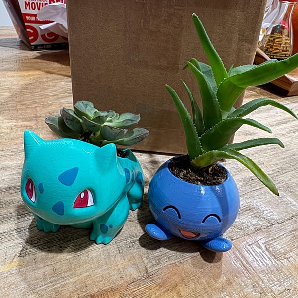 Painted Bulbasaur and Oddish Planters With Live Succulents/cacti (two ...