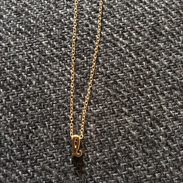 Tiny Gold Cursive Initial Necklace, Tiny Letter Necklace, Dainty ...