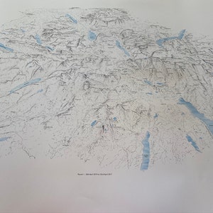 The Cuillin Ridge on the Isle of Skye. Line Illustration Detailing All ...