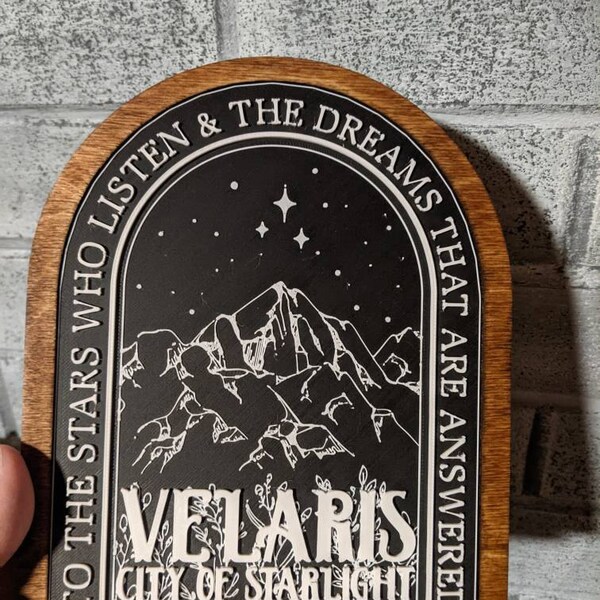 Velaris City of Starlight Acotar Bookshelf Sign Wooden Shelf Sitter ...