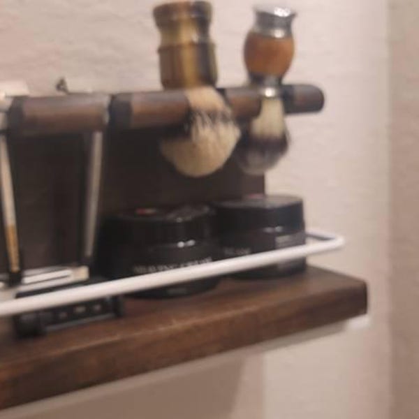 The Ultimate Wood Shaving Razor and Brush Double Decker Stand 16" Wide ...