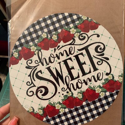 8 Round Strawberry Sign, Wreath Signs, Home Signs, Personalize It by ...