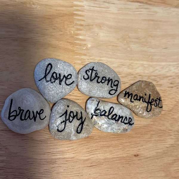 Inspirational Message Stones (set of 6), Affirmation Meditation Rocks ...