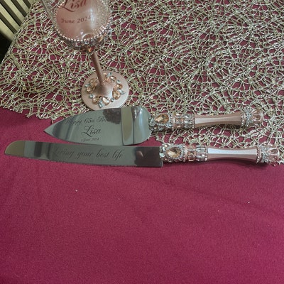 Rose Gold Wedding Cake Cutter, Rose Gold Wedding Cake Server Set, Rose ...