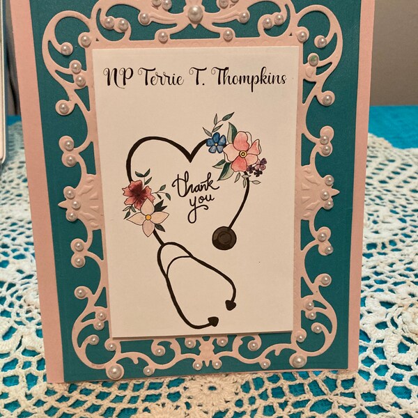 HEALTHCARE / NURSING / DOCTOR Thank You Card Watercolor Hand-painted ...