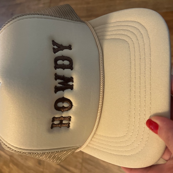 Tan Howdy Embroidered Hat for Western Wear, Western Cowgirl Trucker Hat ...