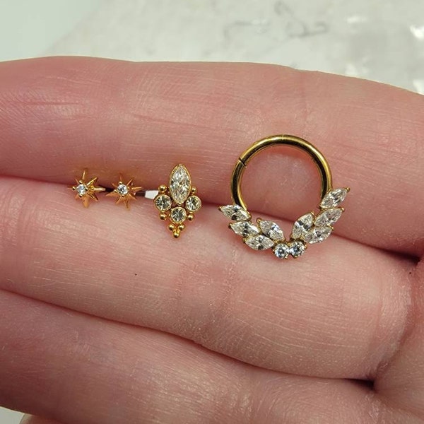 Angel Wings Piercing (single) Mix Marquise Cz Piercing, 925 Sterling ...