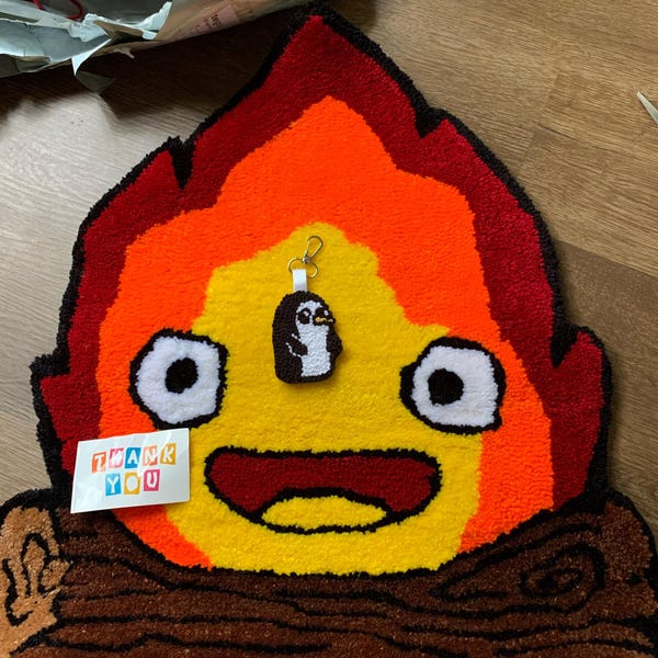 Calcifer Tufted Rug, Anime Tufted Rug, Cute Rug,howl's Moving Castle ...