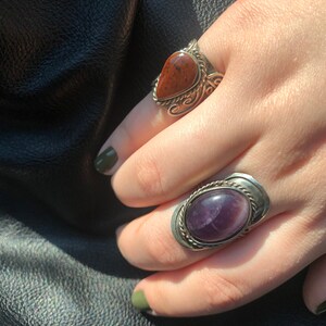 AMETHYST RING Oval Alpaca Silver Ring for Women Ring With - Etsy